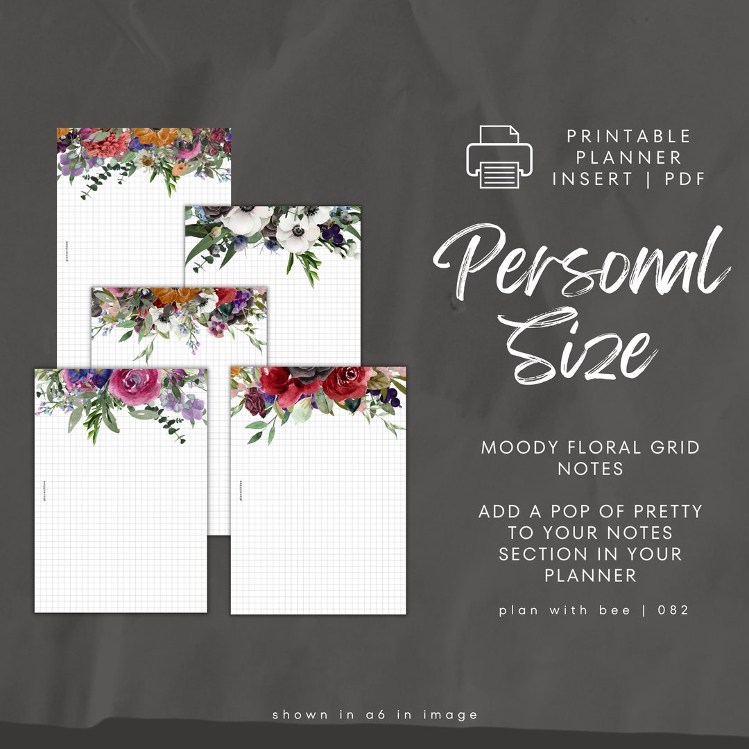 082 | Moody Floral Grid Notes | Grid Notes Pages With Floral ...