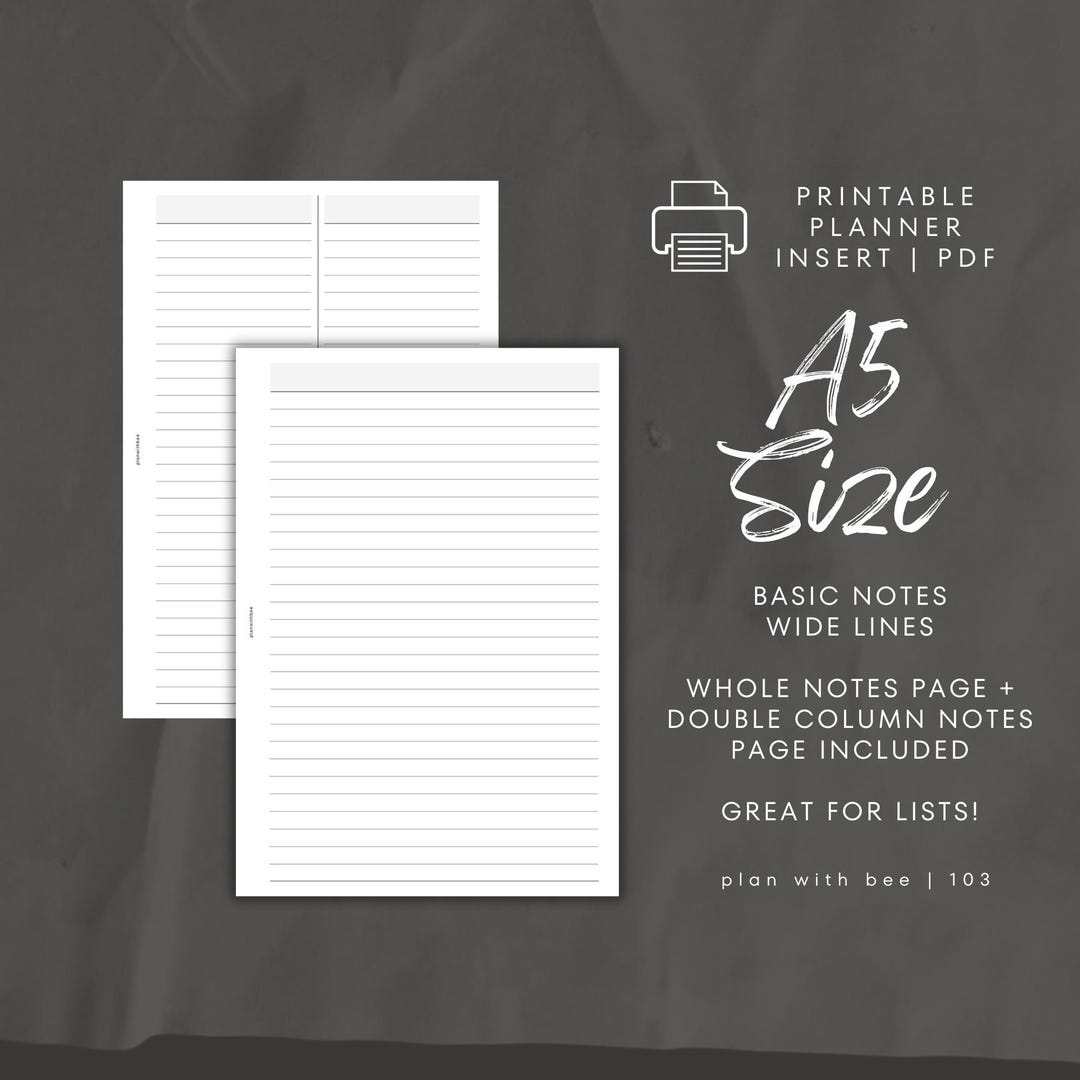 103 | Basic Notes | Wide Lines | Full Page + Double Column Page ...