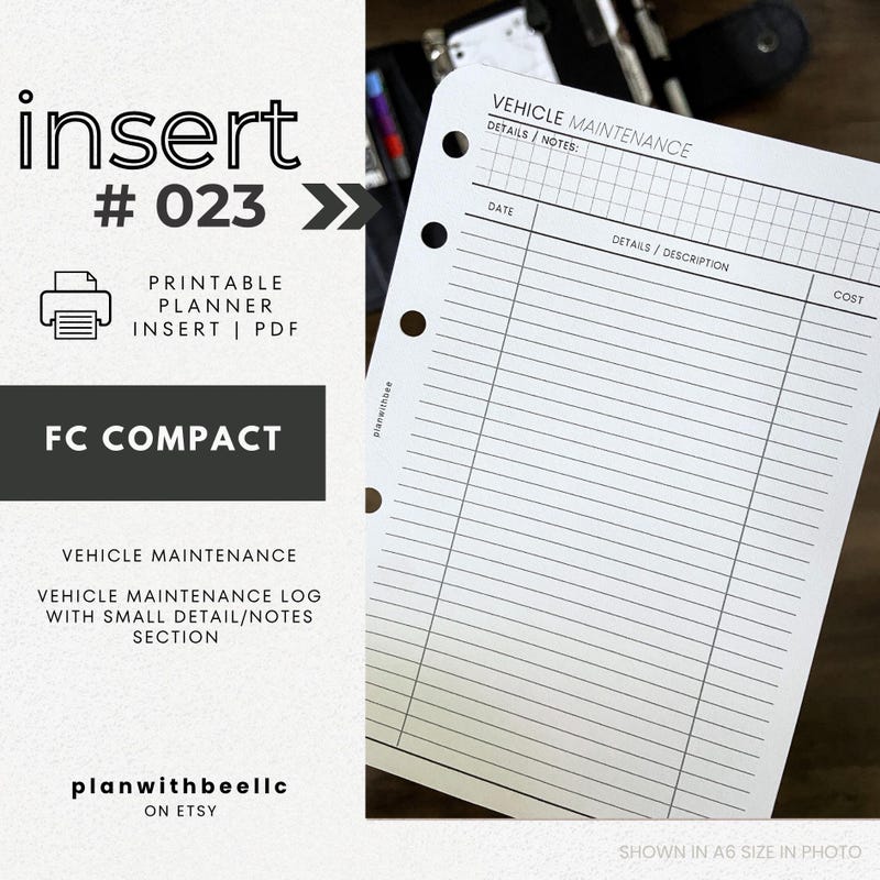 Maintenance Log Insert - Etsy
