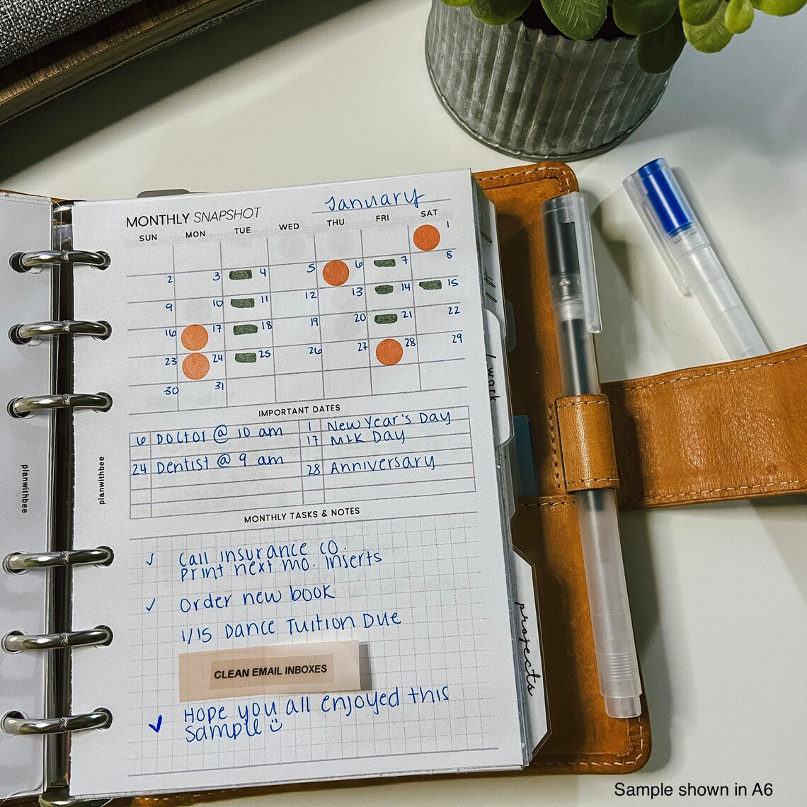 001 | Monthly Snapshot | Undated MO1P V1 | Sun & Mon Starts | Printable ...