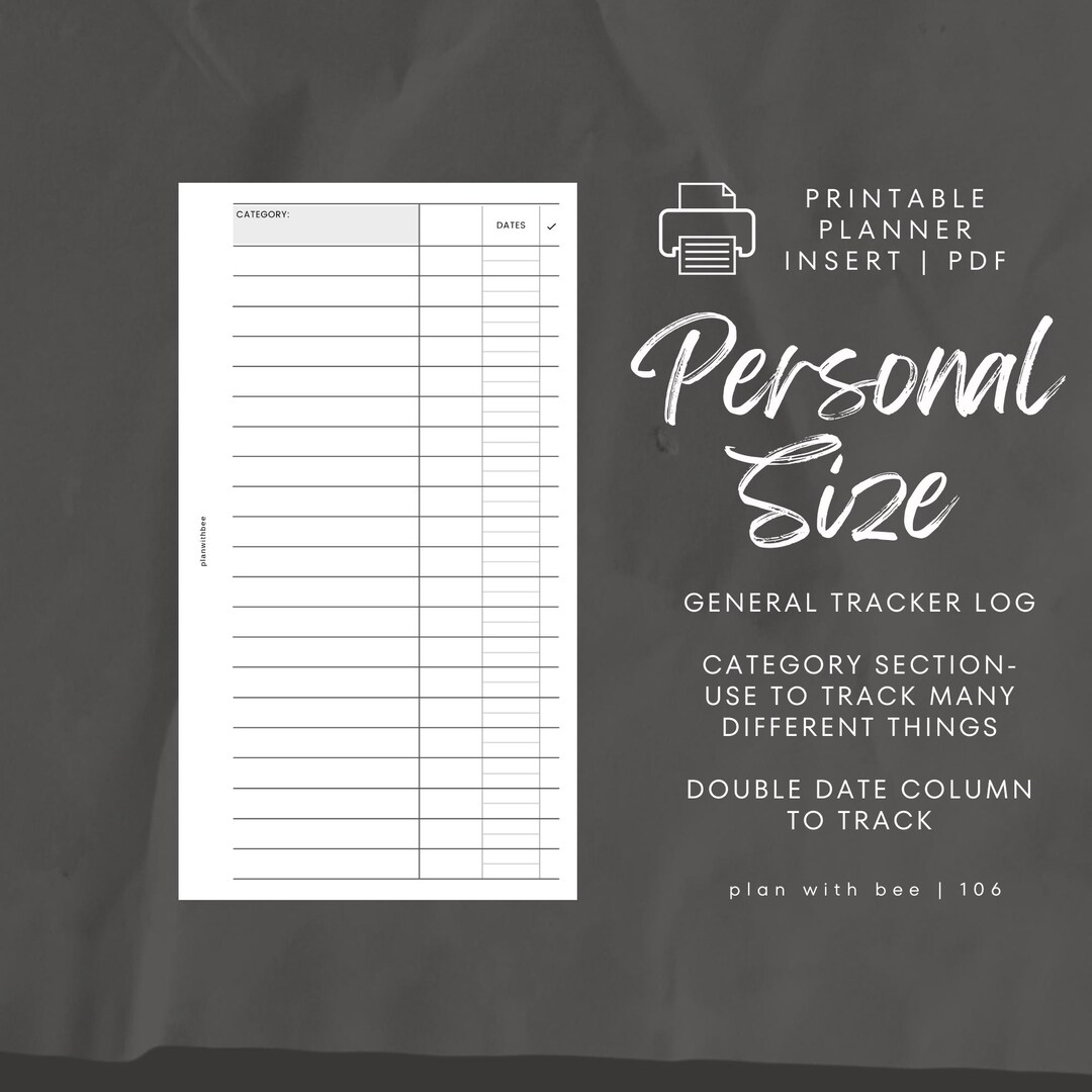 106 | General Tracker Log | Wide Lines | Vertical Tracker | Printable ...