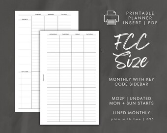 098 WO2P W/ Key Code Sidebar Undated Weekly Sun & Mon Starts Printable ...