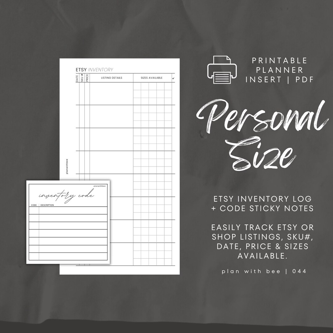 044 | Etsy Shop Inventory Log + Coding Sticky Note | Etsy Listing Log ...