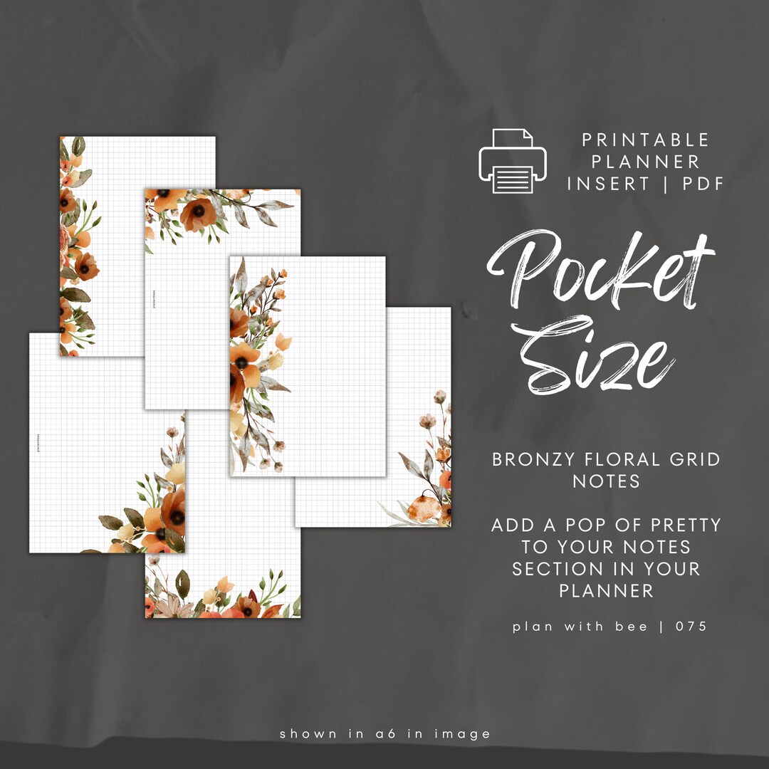 075 | Bronzy Floral Grid Notes | Grid Notes Pages With Floral ...