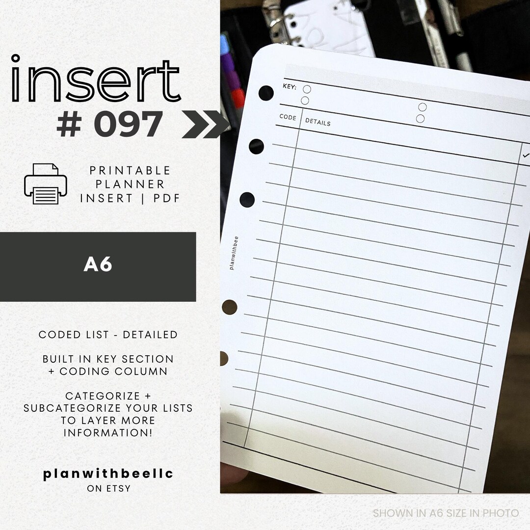 097 | Coded List Detailed | Key Section + Coding Column | Categorized ...