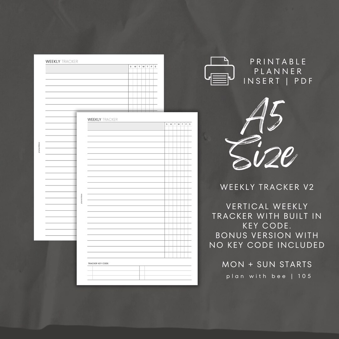 105 | Weekly Tracker V2 | Wide Lines | Key Code | Vertical Tracker ...