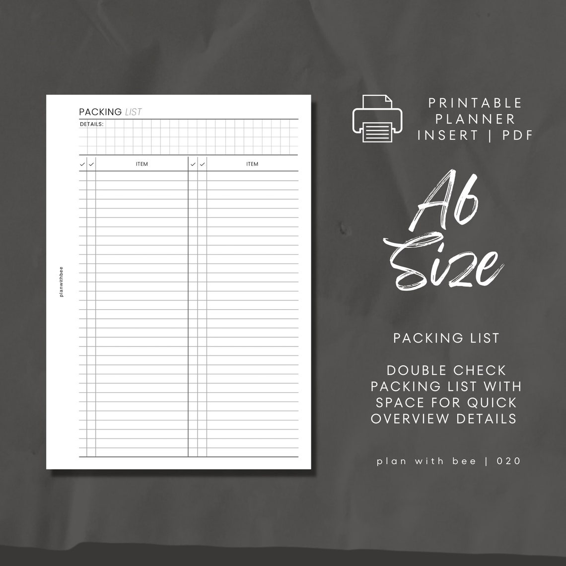 020 Packing List Double Check Packing List Printable | Etsy