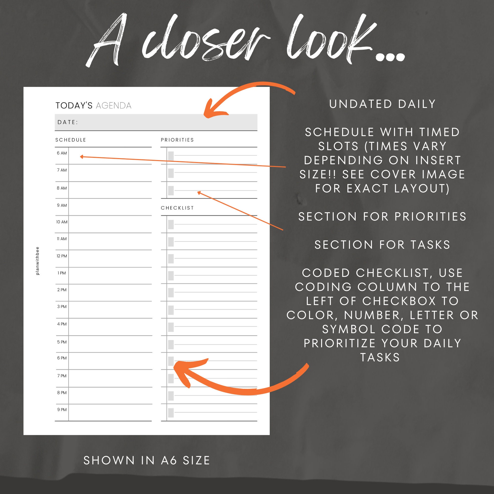 007 Today's Agenda DO1P Timed Schedule Coded Tasks - Etsy