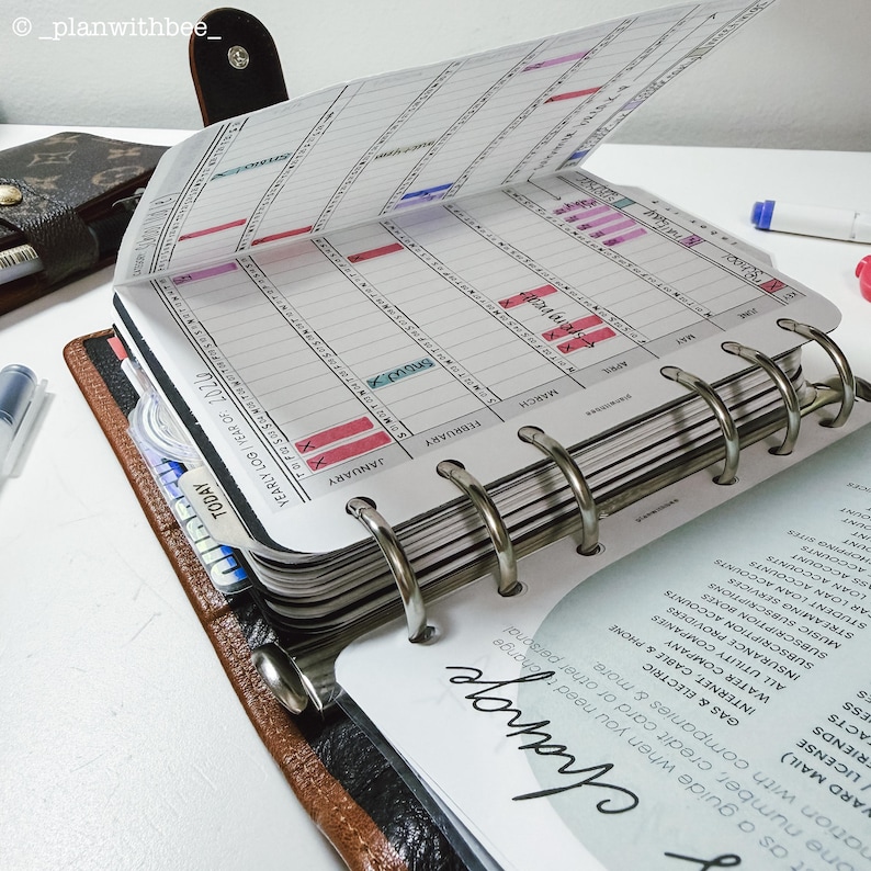 119 | FOLDOUT | Yearly Log W/ Key Code Bar | Printable | A6 | Plan With ...