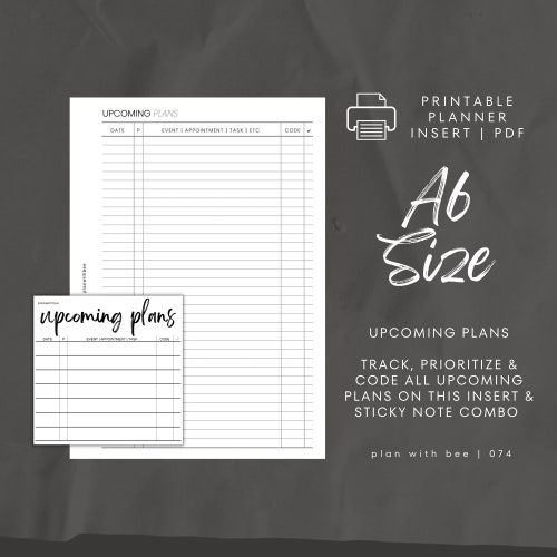 003 Hybrid Inbox Printable Planner Insert A6 Plan With - Etsy