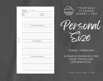 024 Medical Information Overview Printable Planner Insert PERSONAL WIDE ...
