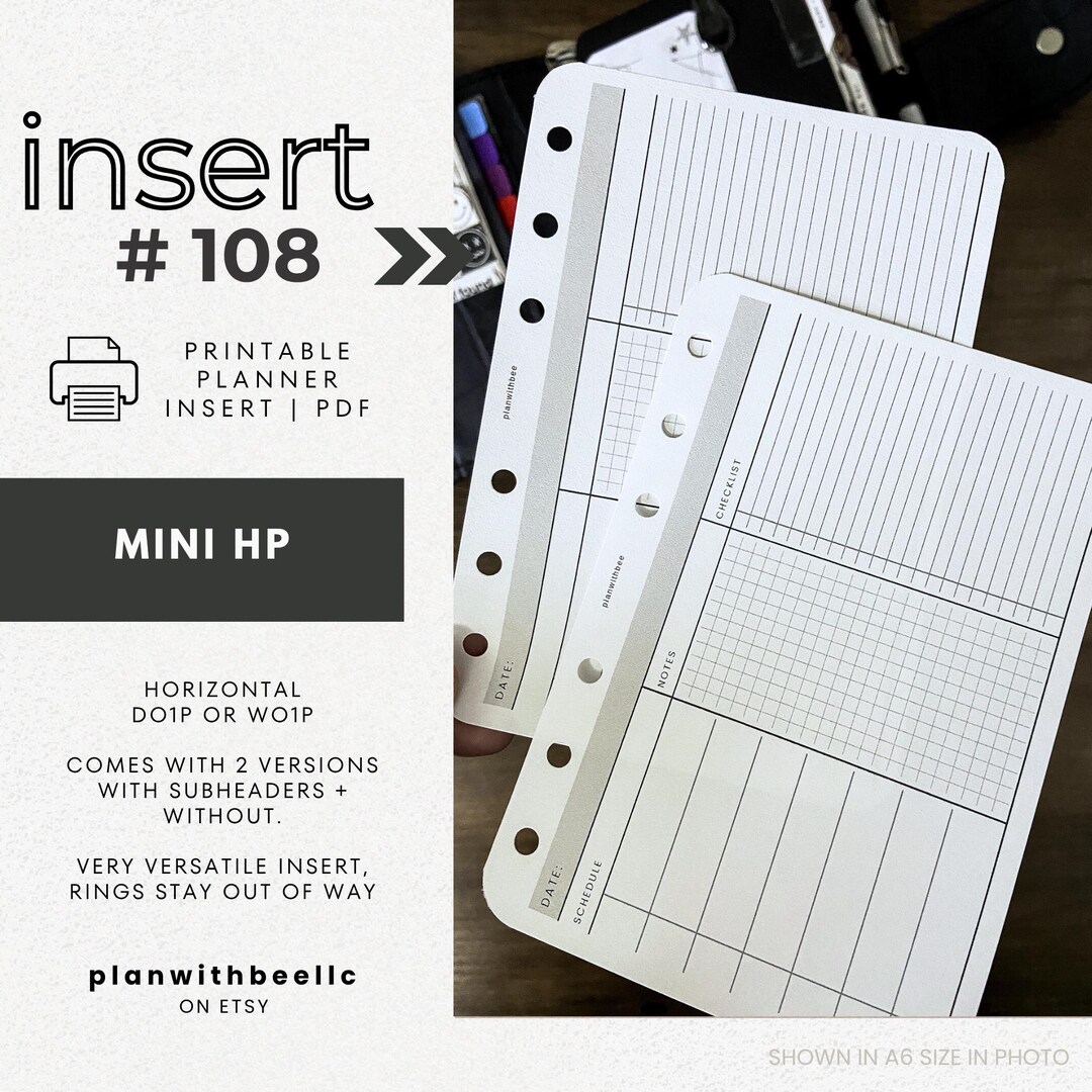 108 | Versatile DO1P/WO1P | Horizontal | Undated | Printable Planner ...