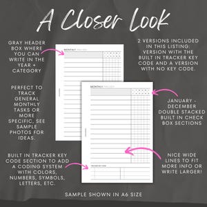 104 | Monthly Tracker V2 | Wide Lines | Key Code | Vertical Tracker ...