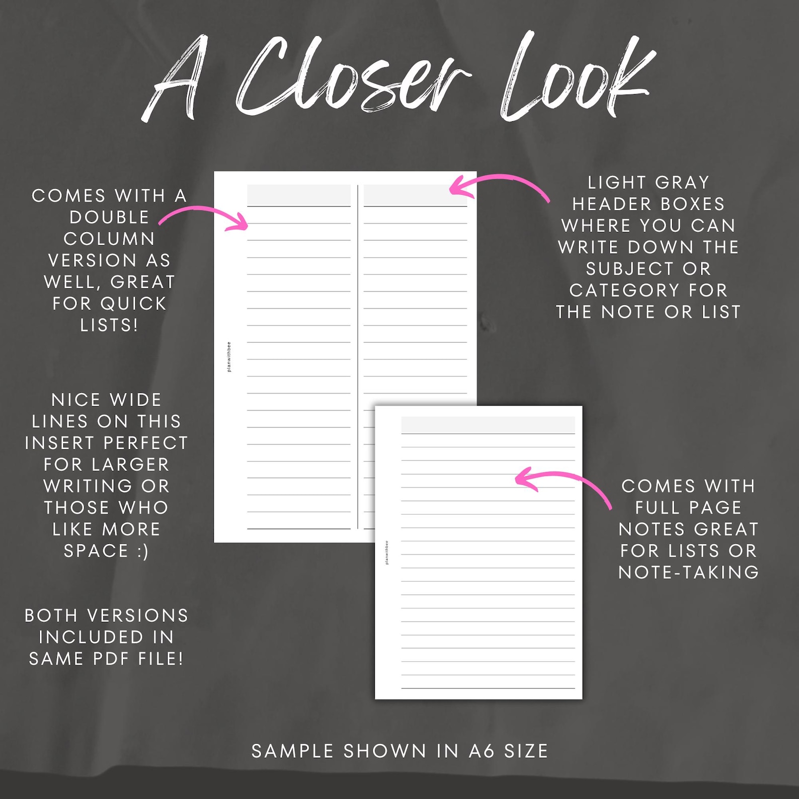 103 | Basic Notes | Wide Lines | Full Page + Double Column Page ...