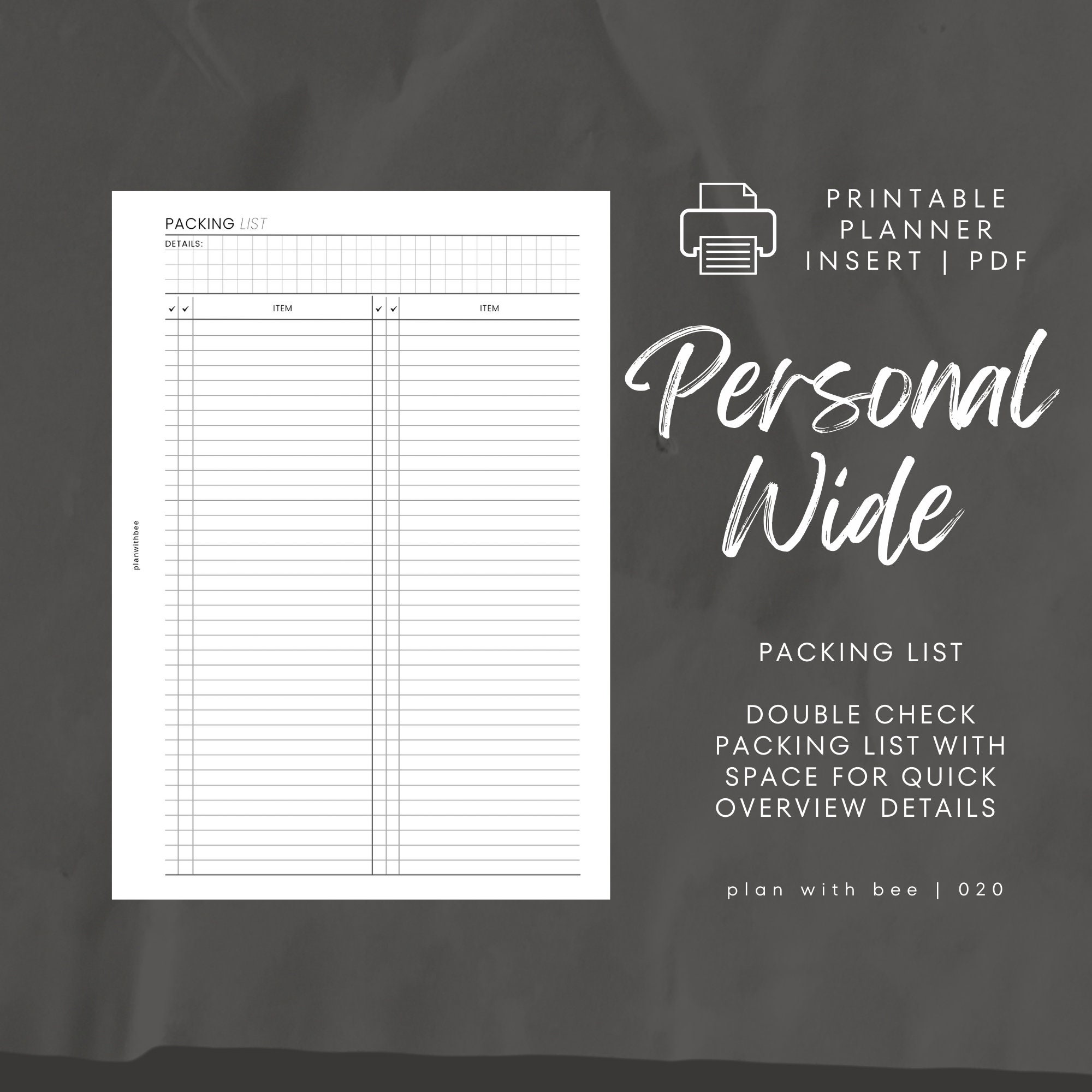 020 Packing List Double Check Packing List Printable - Etsy