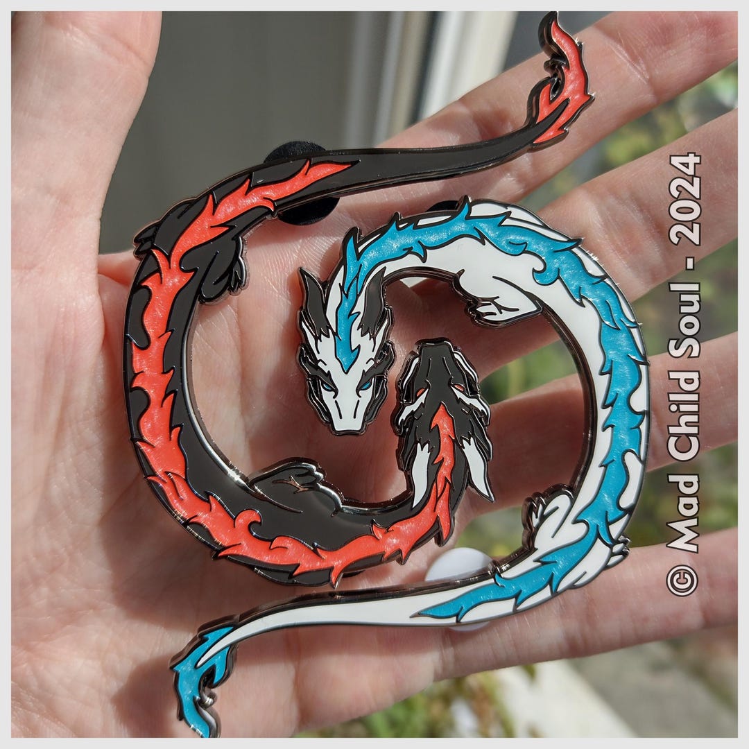 Yin & Yang Zodiac Lunar Dragons: Wise Fire Wisp Spirit (pin) - Etsy