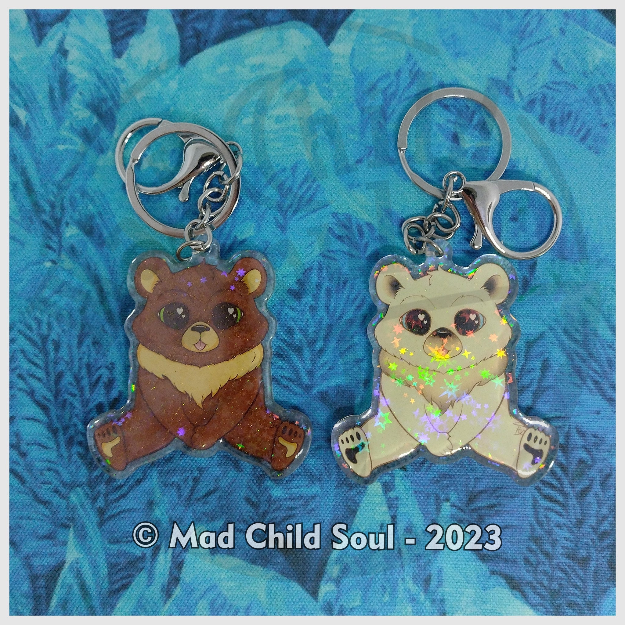 Double Side Acrylic Bear Fluffy Cub - Animal ABC (keychain) - Etsy