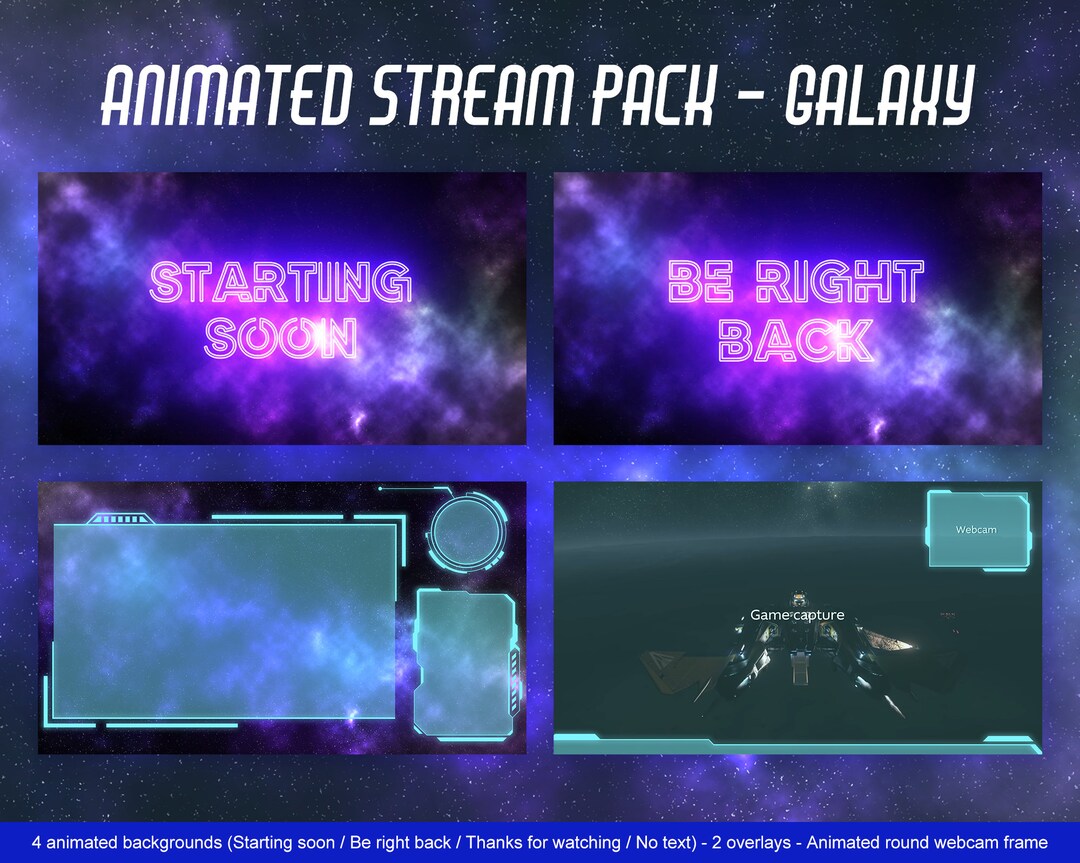GALAXY Twitch Overlay Bundle Animated Overlays & Screens - Etsy