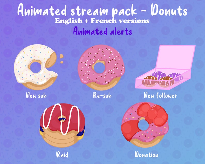 Animated Donuts Complete Twitch Stream Bundle - Overlay Food Package ...