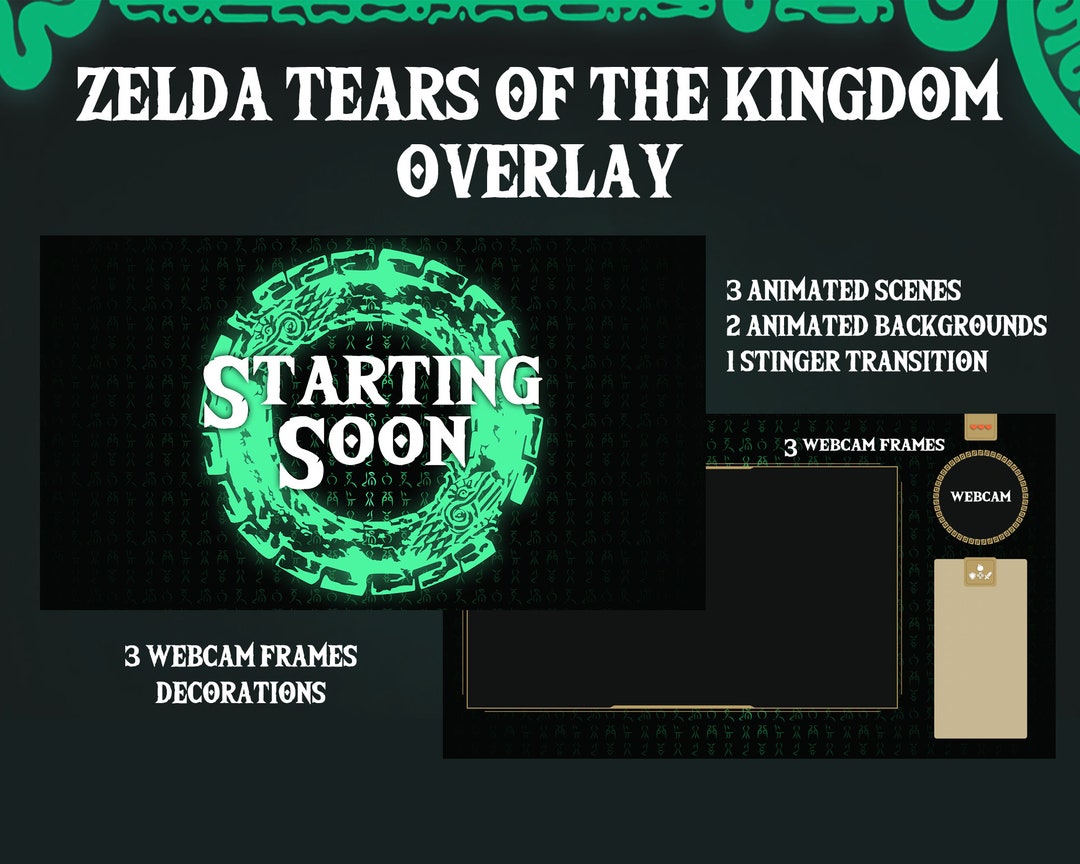 ZELDA Tears of the Kingdom Twitch Overlay Pack - Animated Screens ...