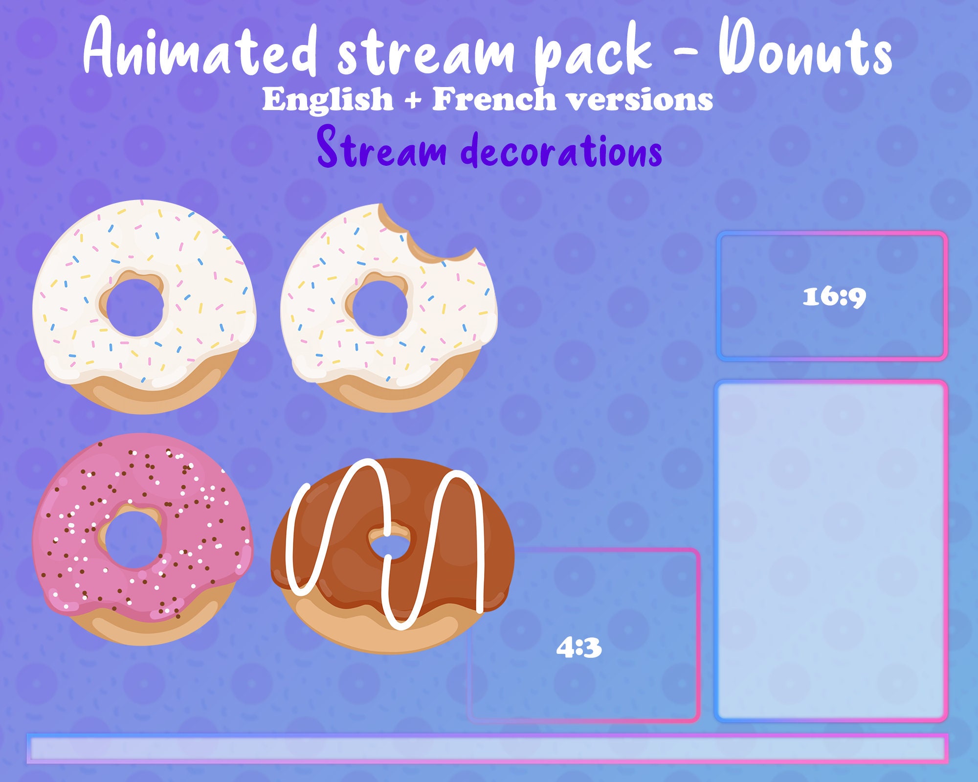 Animated Donuts Complete Twitch Stream Bundle - Overlay Food Package ...