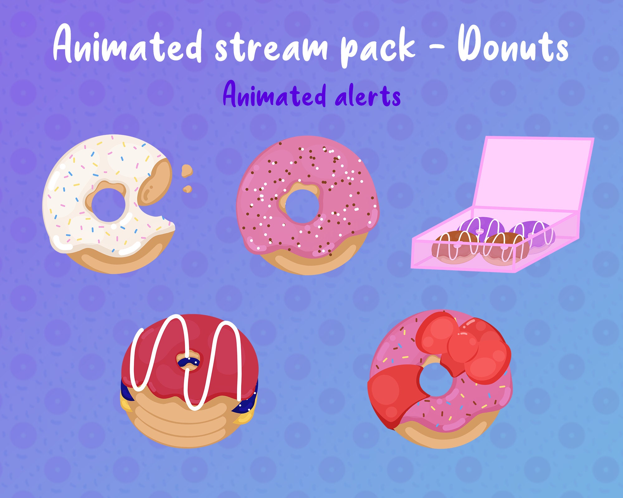 Donuts Animated Alerts - 5 Twitch Animations Cute Desserts - Etsy