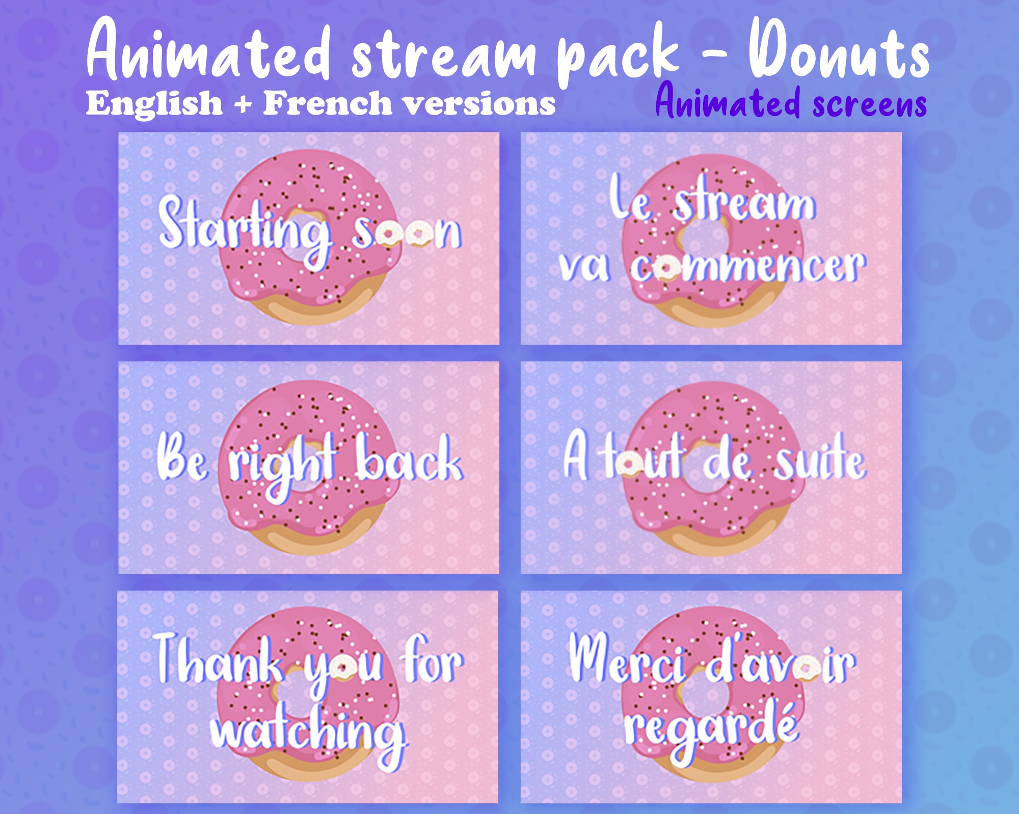 Animated Donuts Complete Twitch Stream Bundle - Overlay Food Package ...