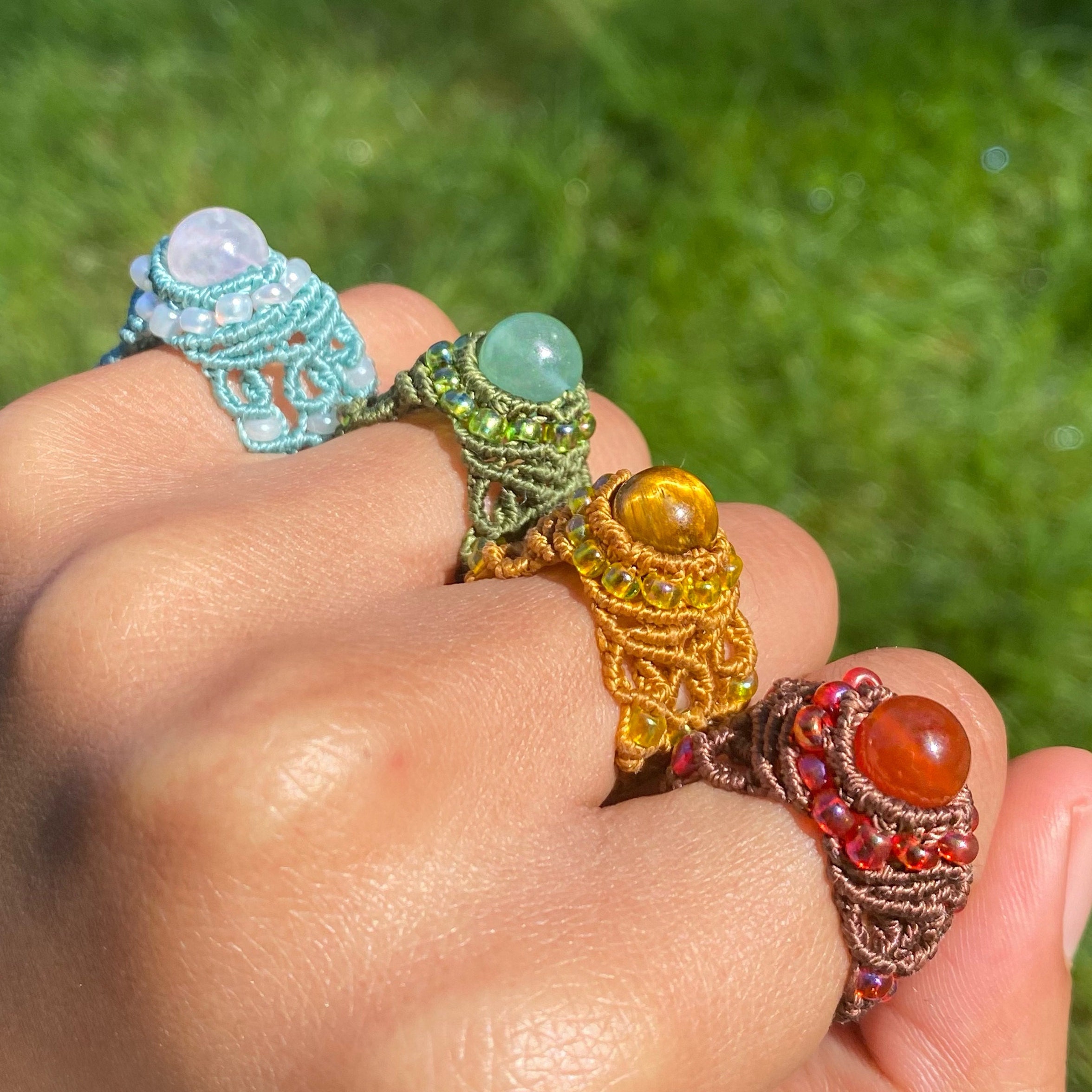 Gemstone Macrame Ring | Bohemian Jewelry | Statement Ring | Rings ...