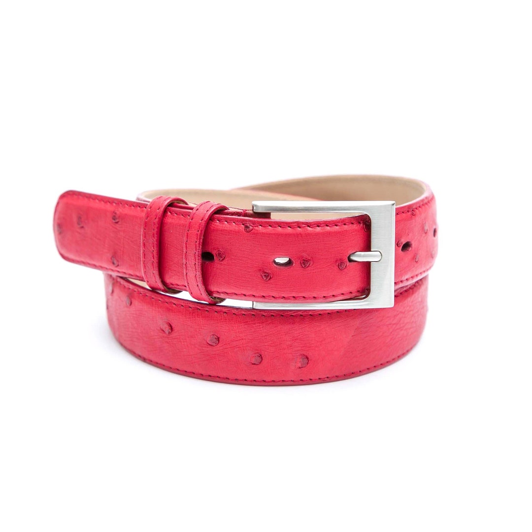 Genuine Ostrich Leather Quill Belt (flame Red) - Etsy