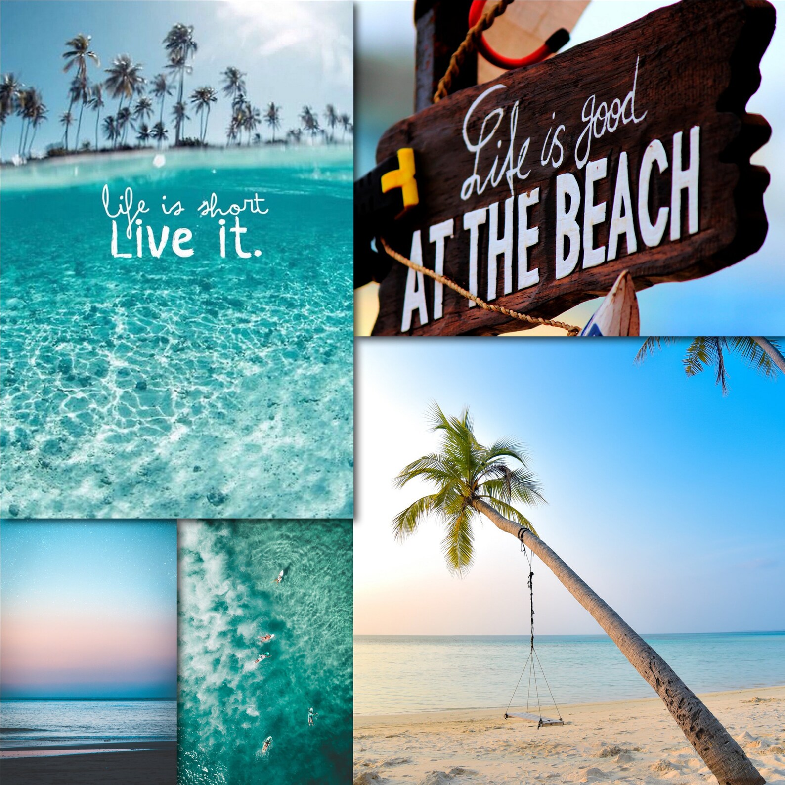 Beach Collage Kit Beach Wall Art Summer Decor Surfboard | Etsy