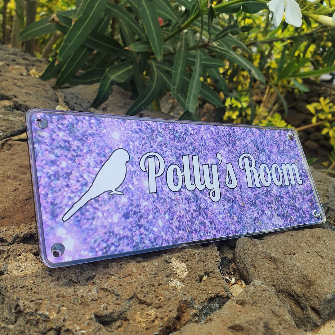 Personalised Budgie Bird Name Plate, 14 Background Colour Choices With ...