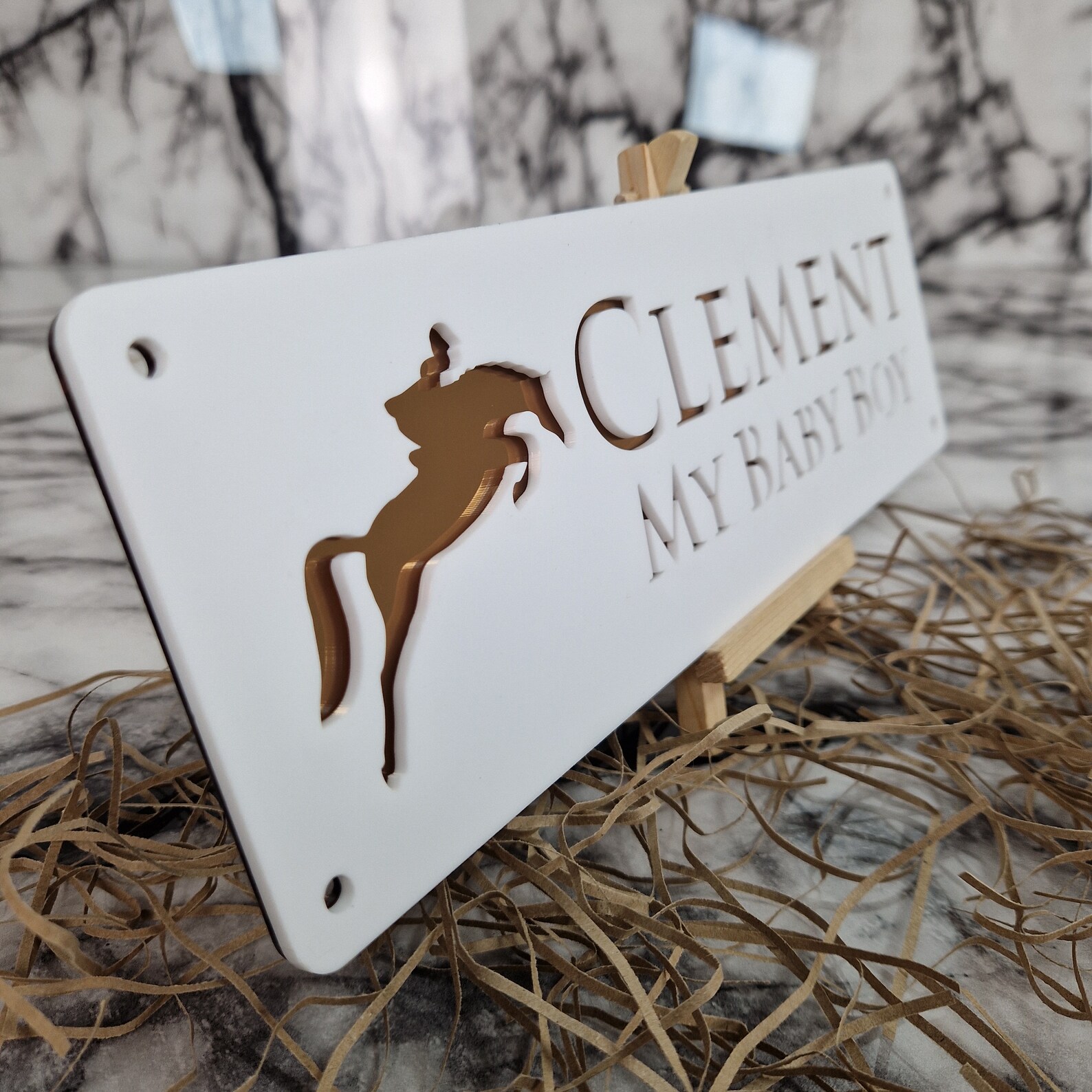Beautiful Stable Name Plate COPPER MIRROR, White Front, Fully ...