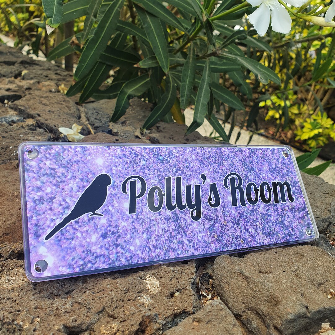 Personalised Budgie Bird Name Plate, 14 Background Colours With BLACK ...