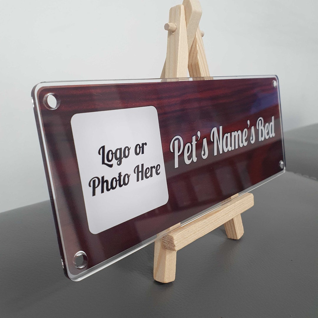 Personalised Cat or Dog Name Sign Classic Dark Wood Effect Animal Name ...