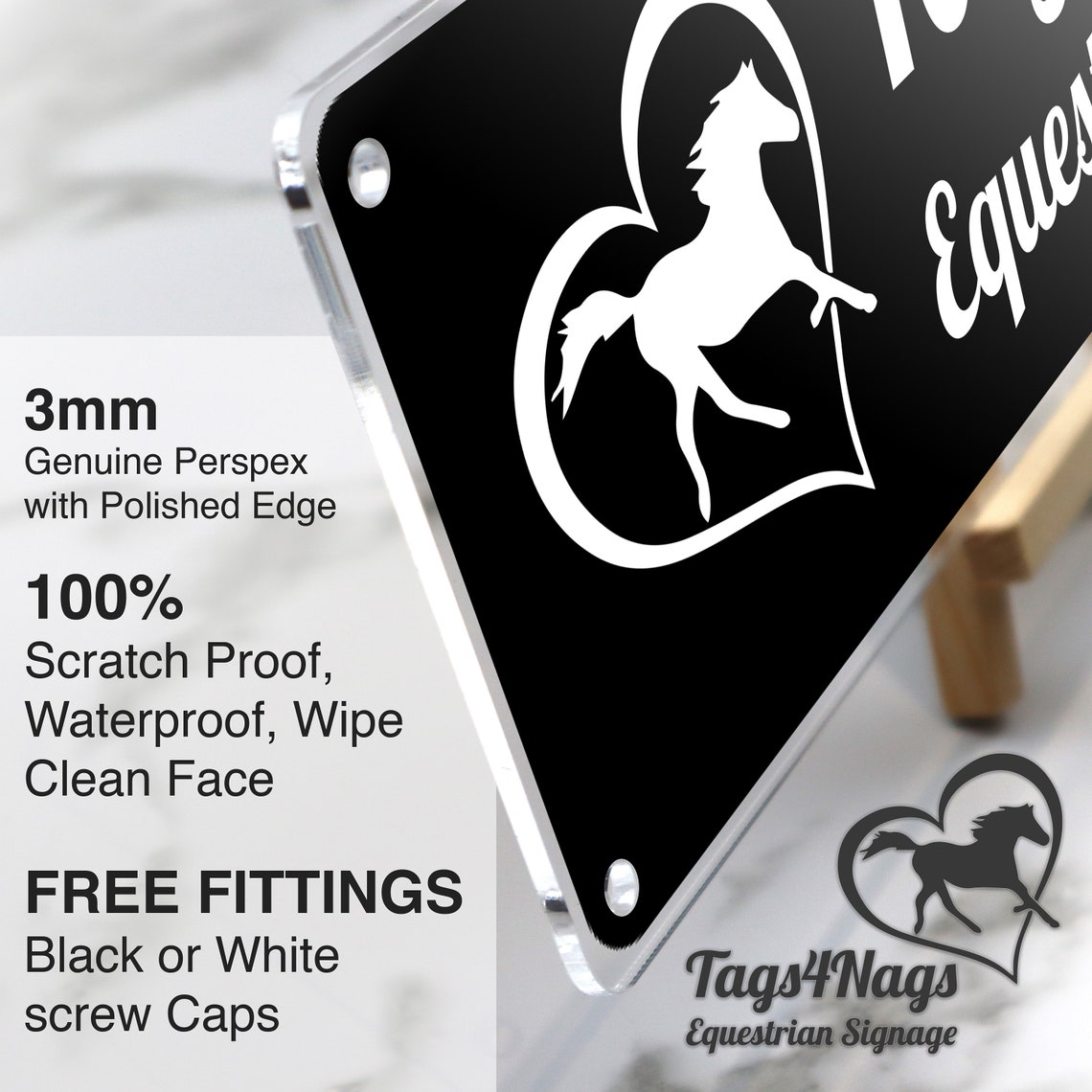 Personalised Horse Stable Name Plaque Dark Wood and White Boy and Girl ...