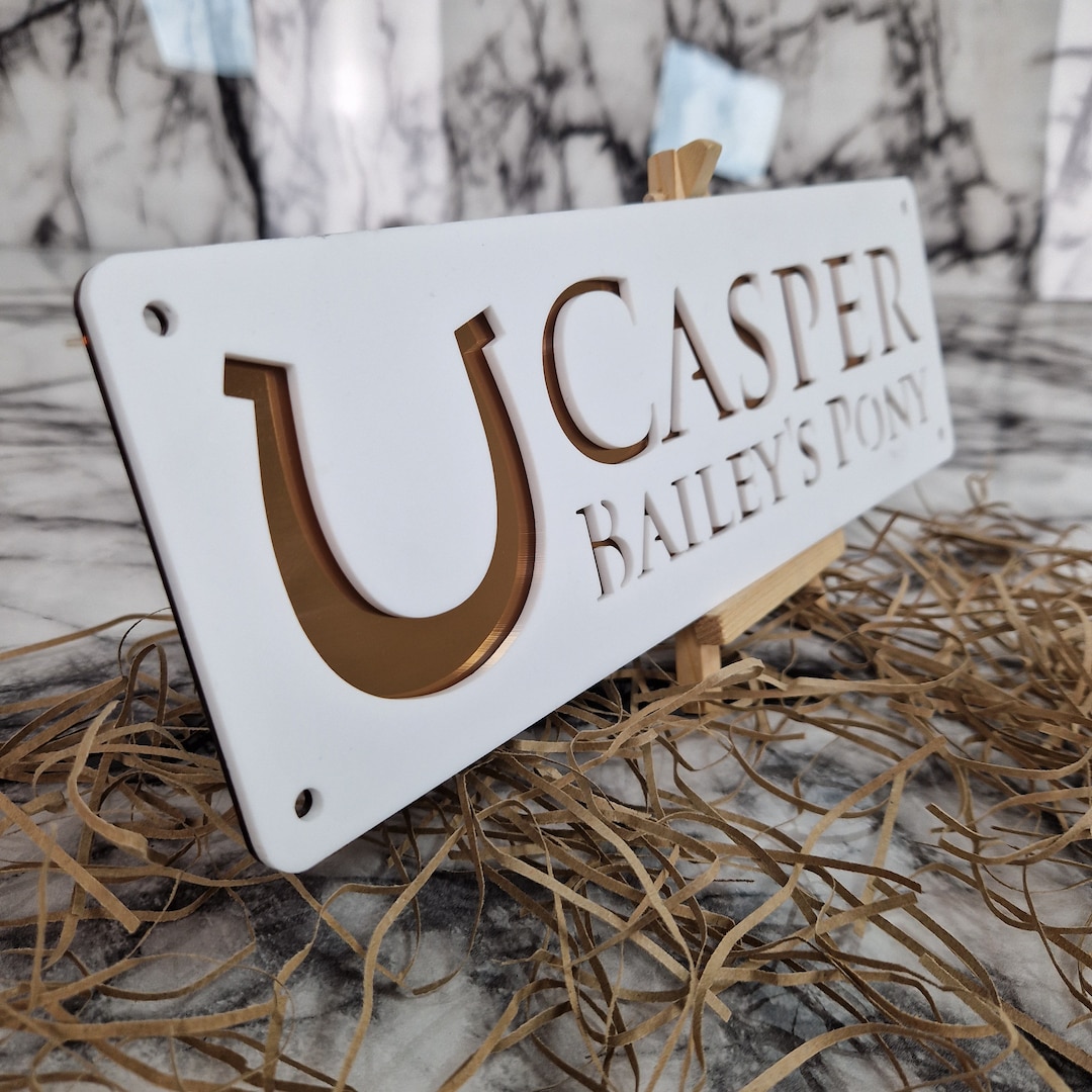 Beautiful Stable Name Plate COPPER MIRROR, White Front, Fully ...