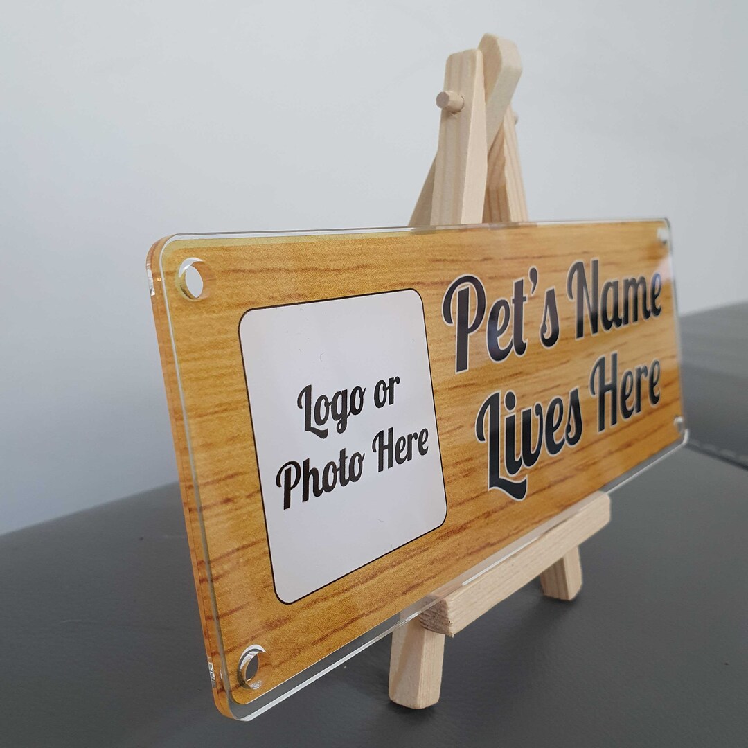 Cat, Dog, Ferret Name Sign Classic Light Wood Effect Animal Name Plate ...