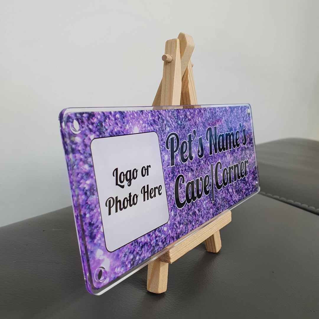 Name Sign Personalised Cat, Dog, Rabbit Electric Purple Glitter Effect ...