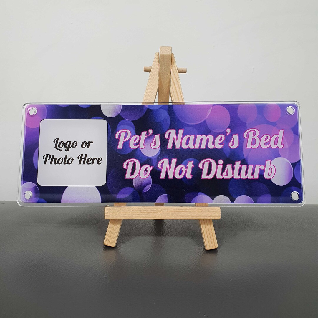 Personalised Cat, Dog, Name Sign Purple Bubbles Effect Animal Name ...