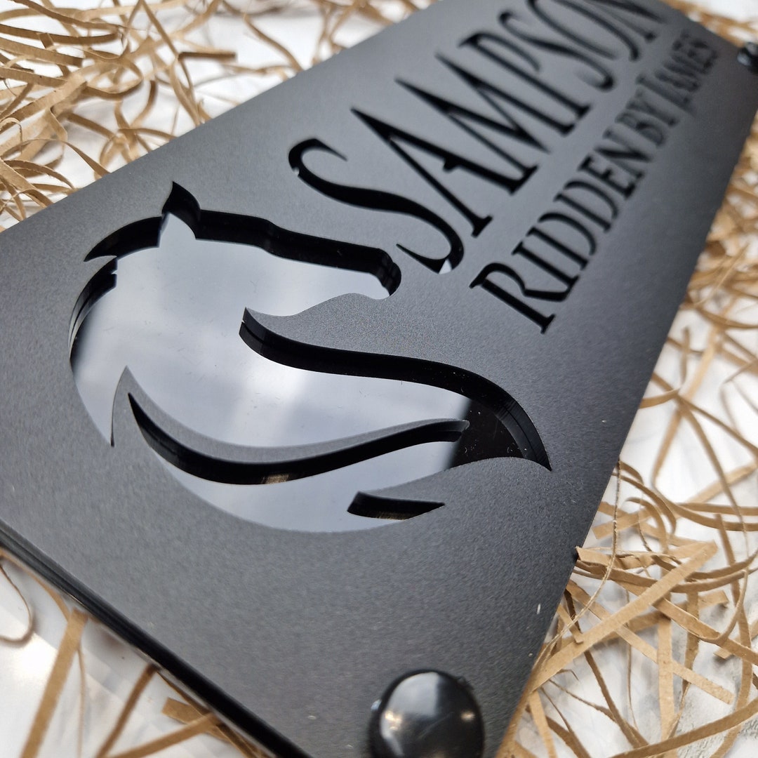 Horse Stable Name Sign, Classy New Laser Cut Design Matt Black With ...