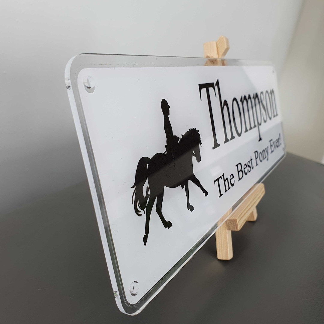 Classic Plain White Design With Black Writing Personalised Horse Pony ...