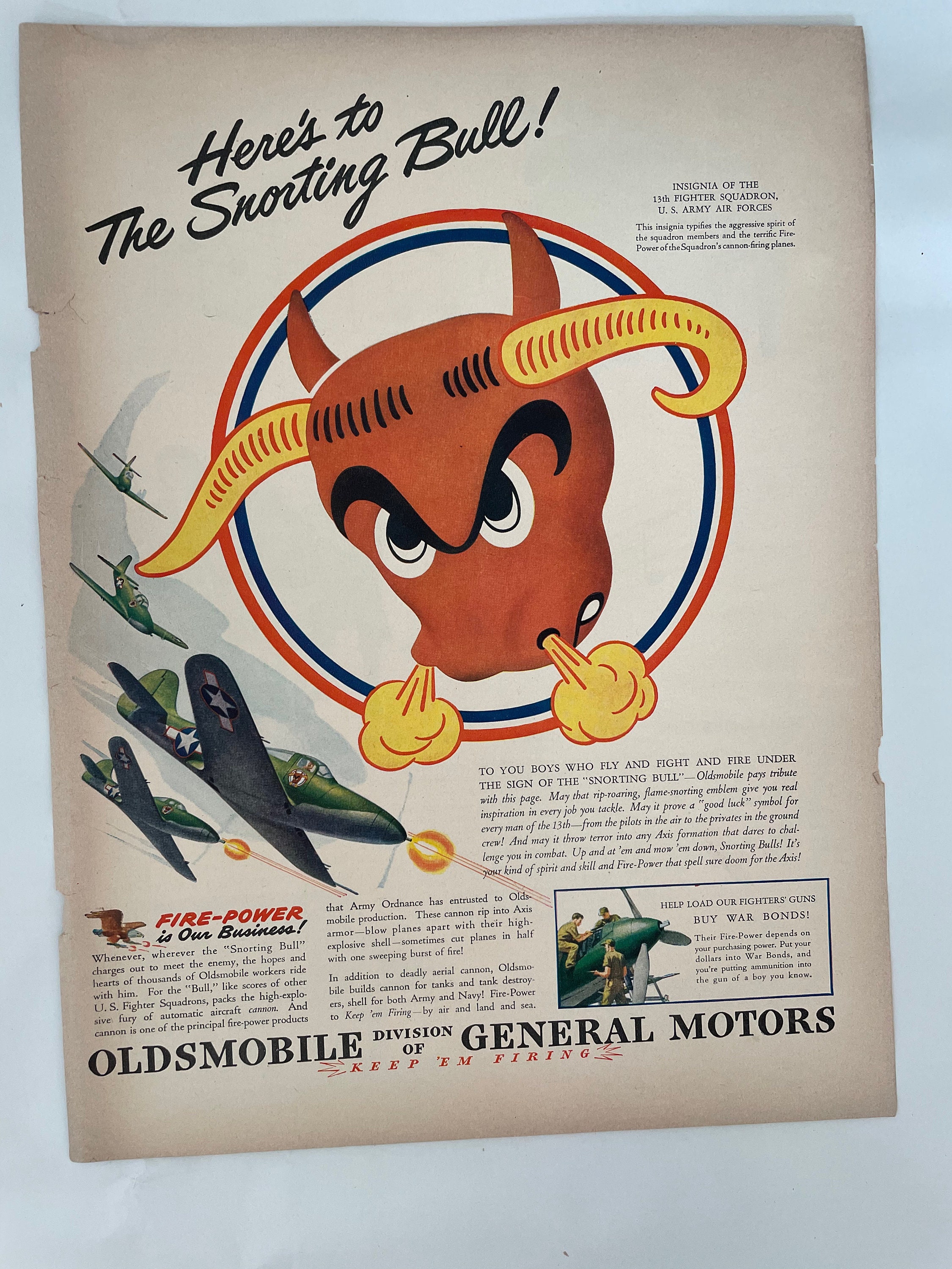 Colorful Vintage Oldsmobile Snorting Bull Ad Life Magazine - Etsy