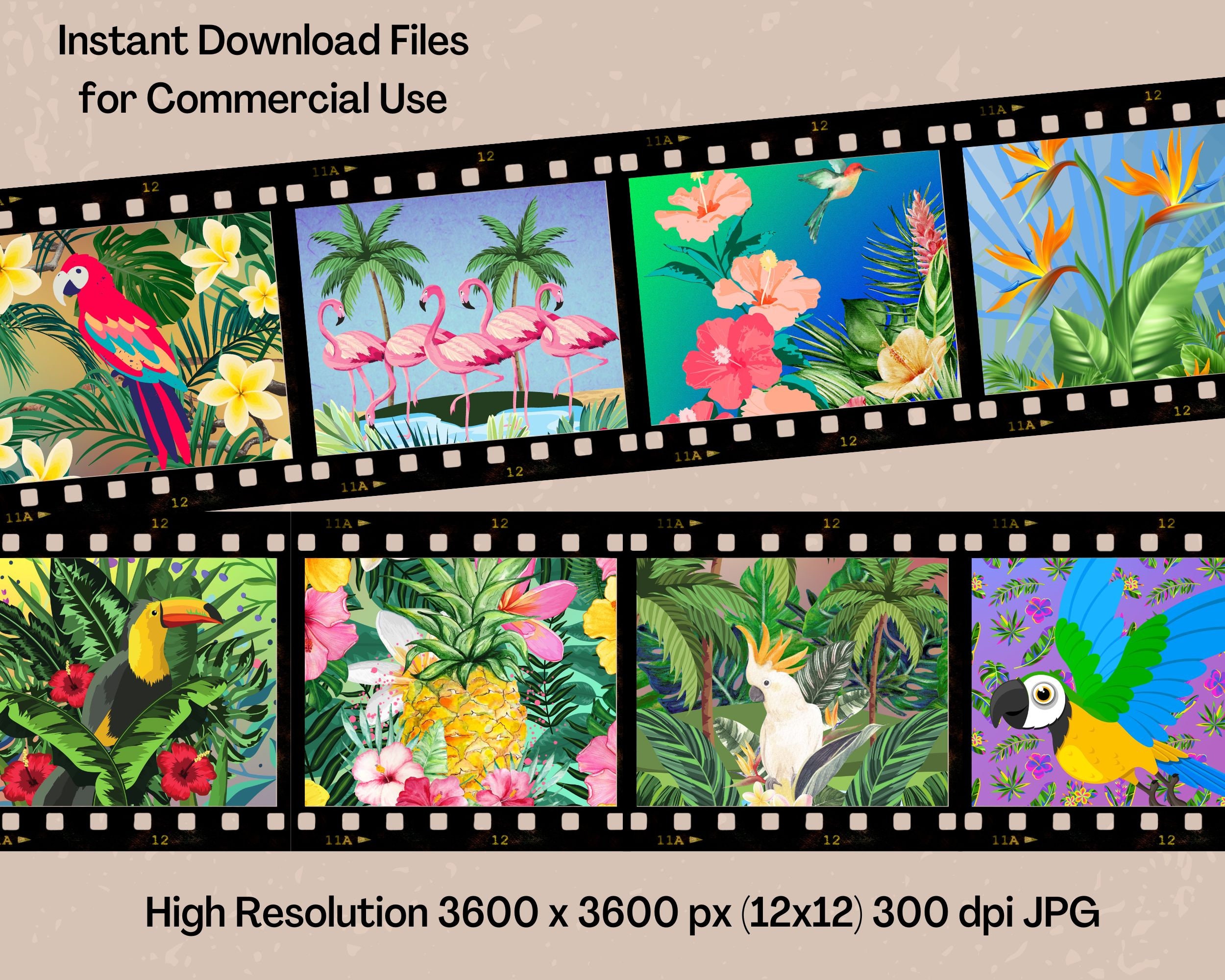 Tropics Collection Digital Paper Scrapbook Paper Decoupage - Etsy