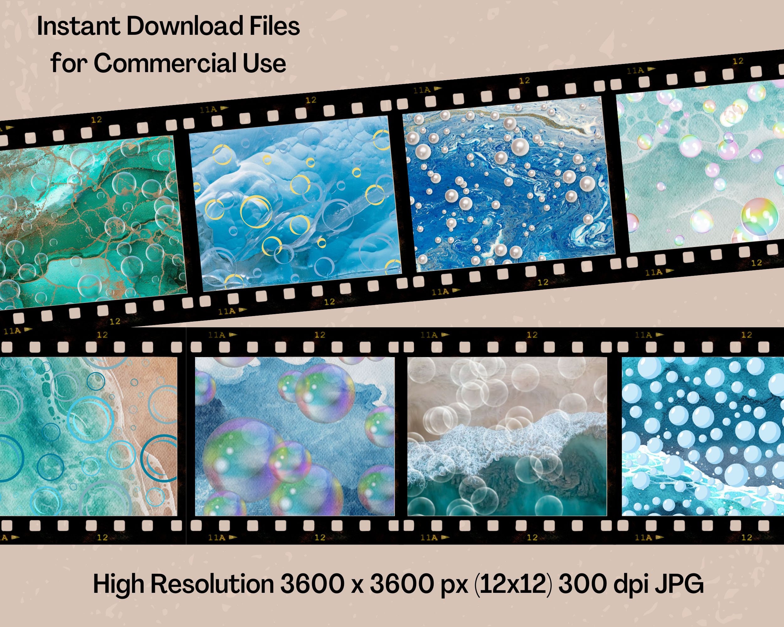 Beach Bubbles Collection Digital Paper Scrapbook Paper - Etsy