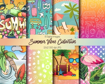 Beach Bubbles Collection Digital Paper Scrapbook Paper Decoupage Paper ...