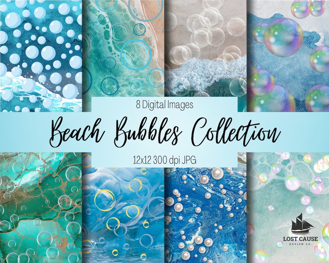 Beach Bubbles Collection Digital Paper Scrapbook Paper Decoupage Paper Digital Backgrounds ...
