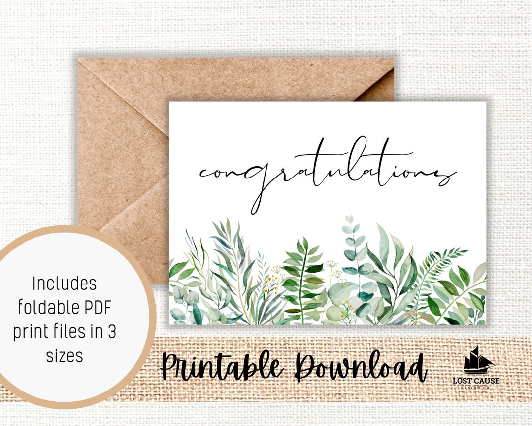 Congratulations Printable Cards Download and Print Cards Digital Printable Cards Digital ...
