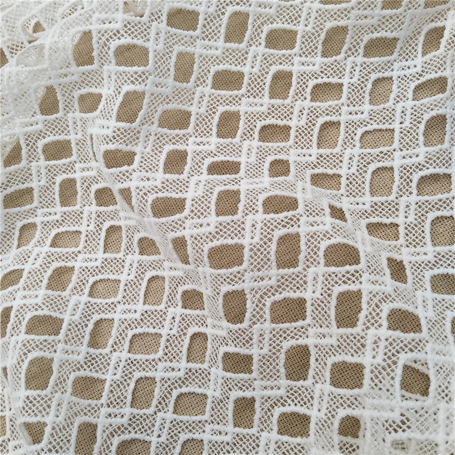 White Geometric Guipure Lace Fabric Chemical Lace Fabric | Etsy