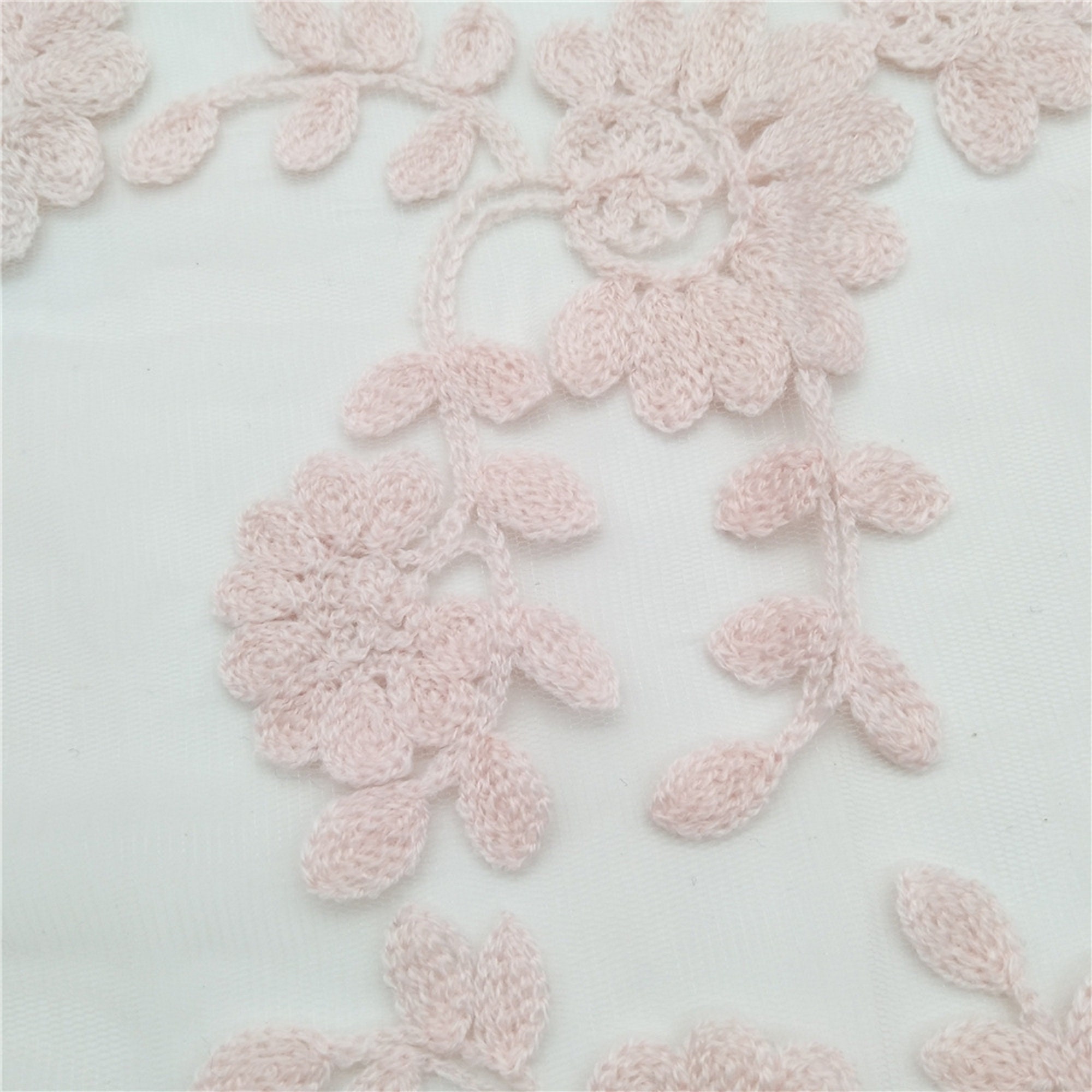 Tela de encaje rosa tela de encaje de bordado de ganchillo | Etsy