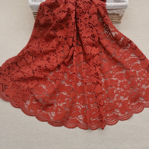 Red Lace Fabric by the Yard EVS063C - Etsy